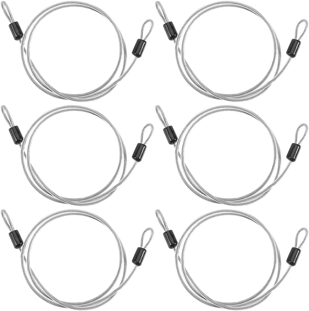 6PCS 39.4 Inch Security Steel Cable 4mm Safety Cable Lock Stainless ...