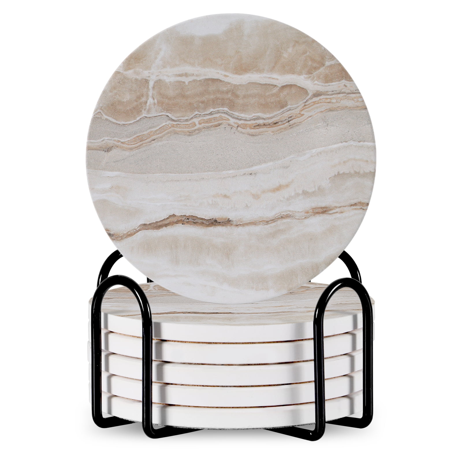 Thirstystone "Winter Woodlands" 4-Pack Round Absorbent Stone Coasters ...