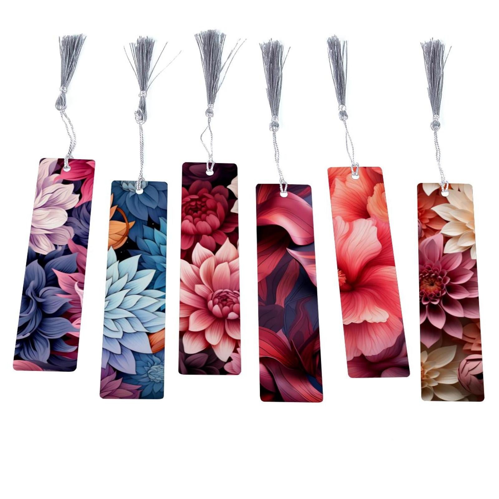 6PCS 花瓣花朵40 Metal Bookmark with Tassels, Bronze Book Mark Retro ...
