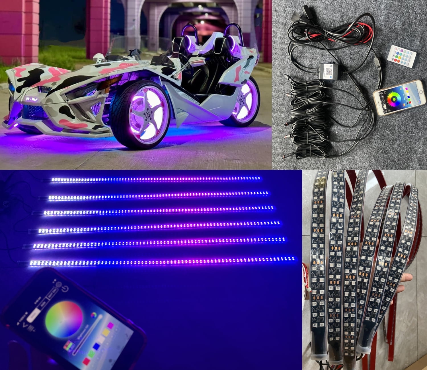 6PCS 4FT 48inch Double Row CHASING Polaris Slingshot Strips OffRoad ...
