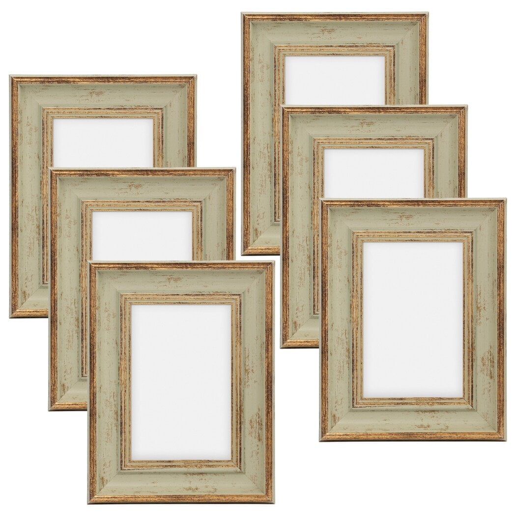 6PCS 4x6 Photo Frames, Retro Distressed Gold Pictures Frames for Wall ...