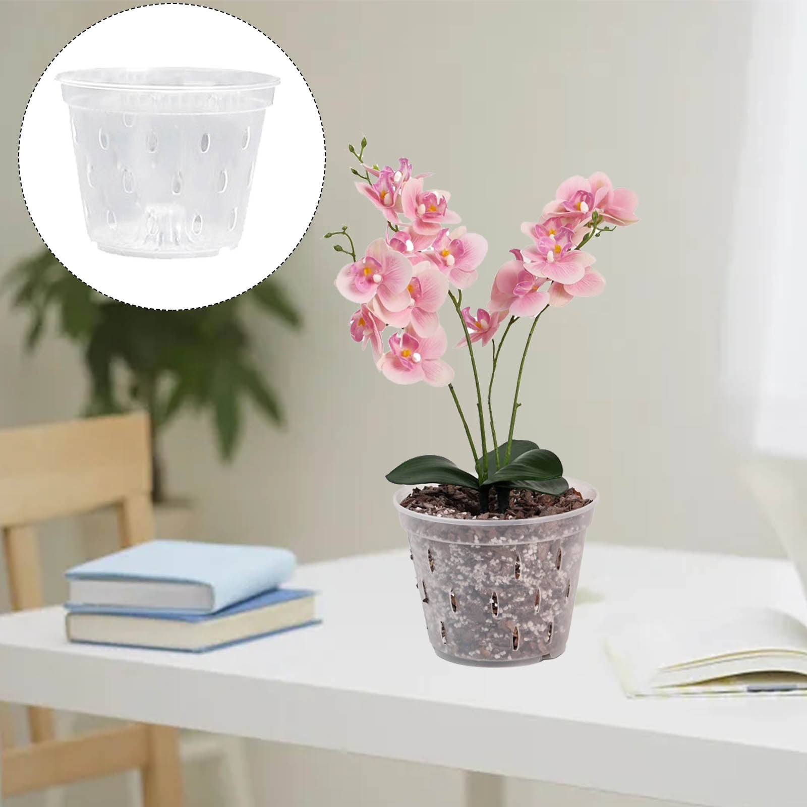 6PCS 5 Inch Orchid Pot with Drainage Holes & Saucer - Phalaenopsis ...