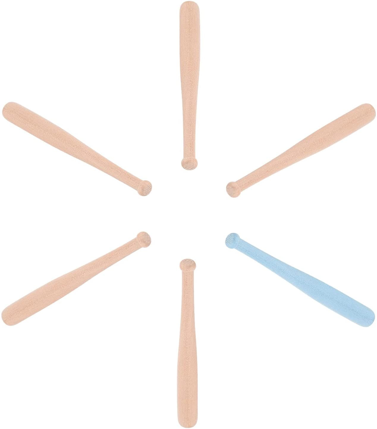 6PCS 6 Inch Unfinished Mini Wooden Baseball Bats Unpainted Natural Wood ...