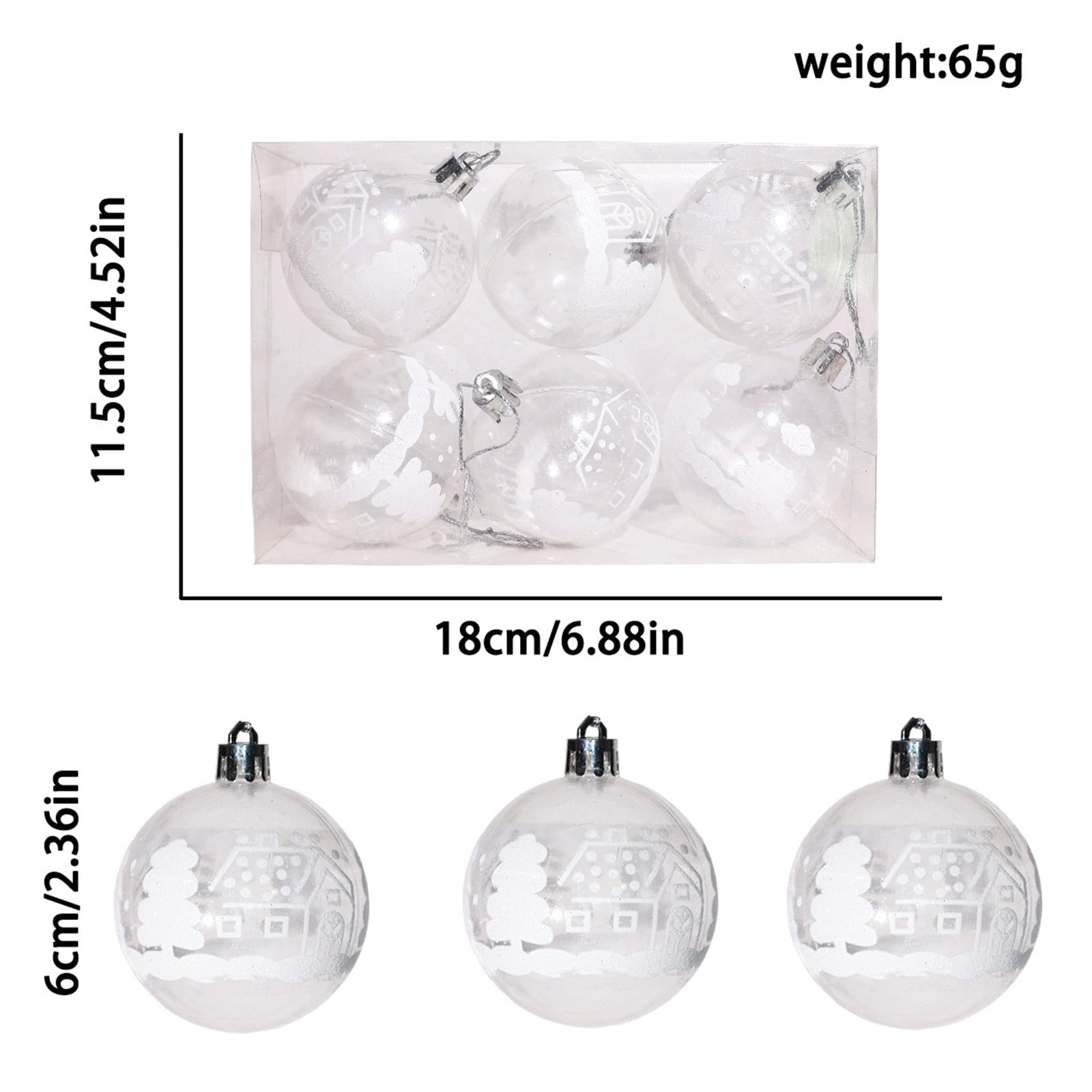 6PCS 6CM Christmas Tree Bauble Ornaments - Festive Hanging Baubles for ...