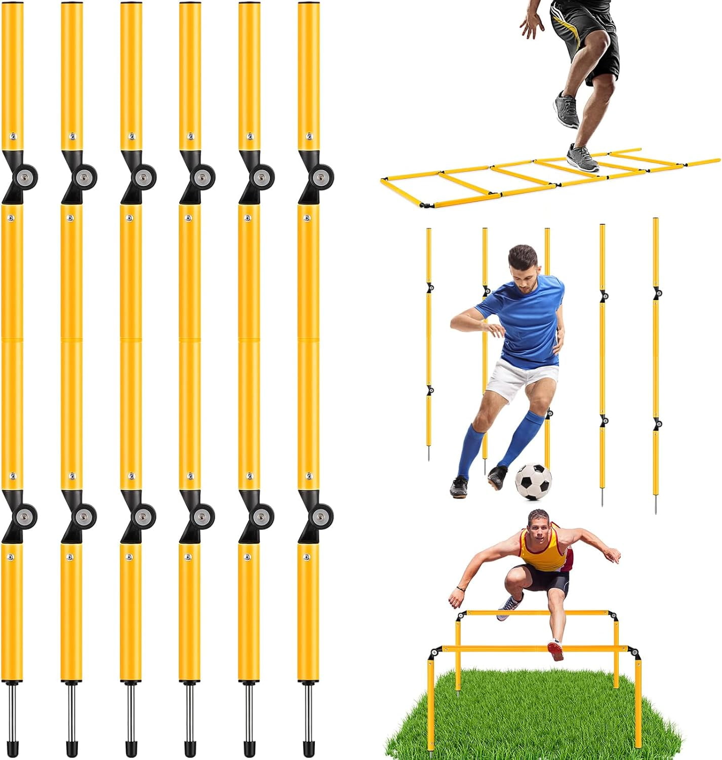 6PCS 6FT Adjustable Soccer Agility Training Poles, Detachable Sports ...