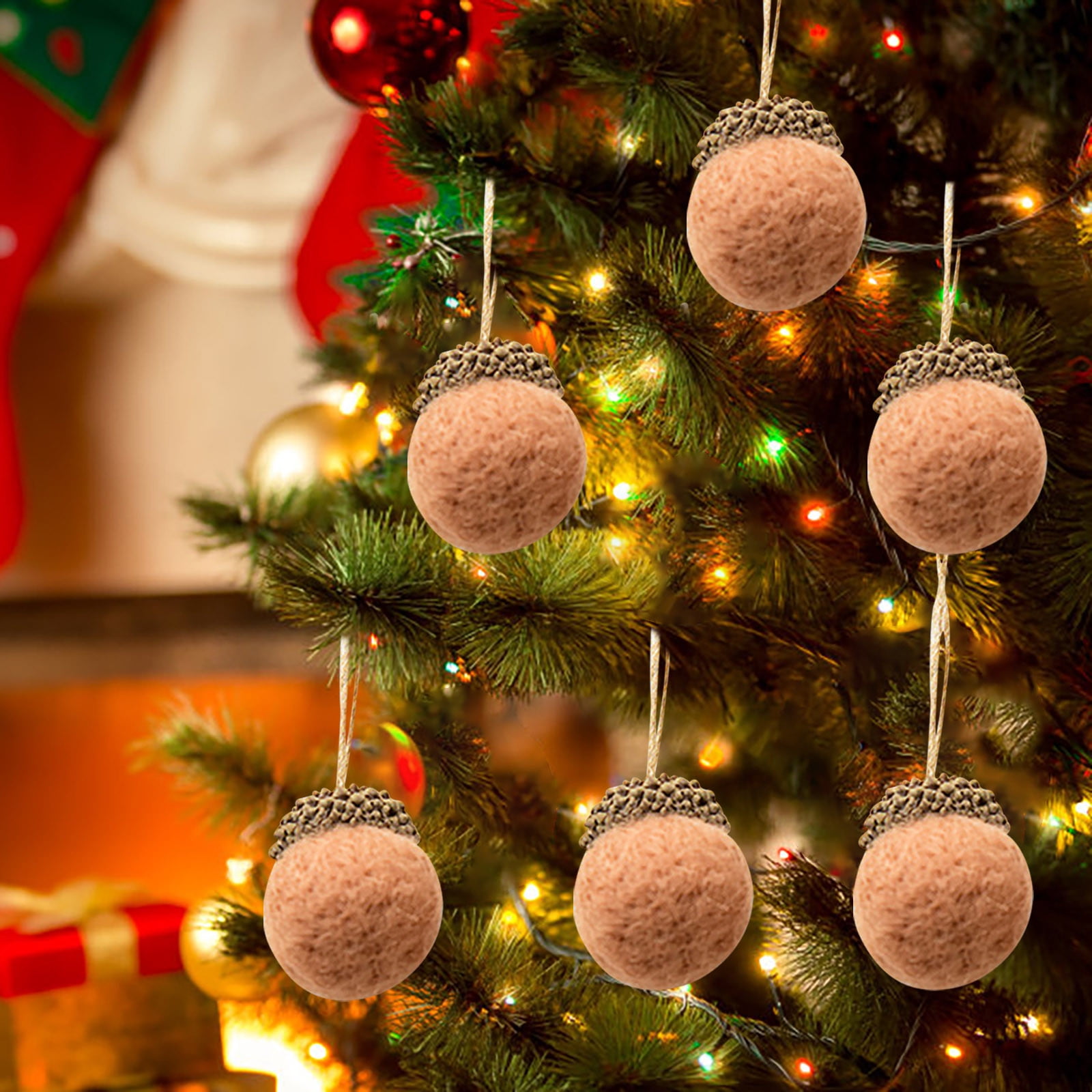 6PCS Acorns Ornaments for Christmas Tree, 2024 Christmas Ornaments ...
