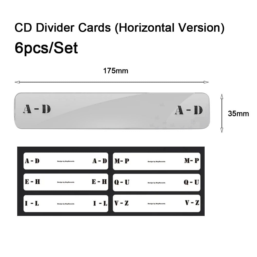 6PCS Alphabet Index Cards CD Turntable Vinyl Organizer CD LP Record ...