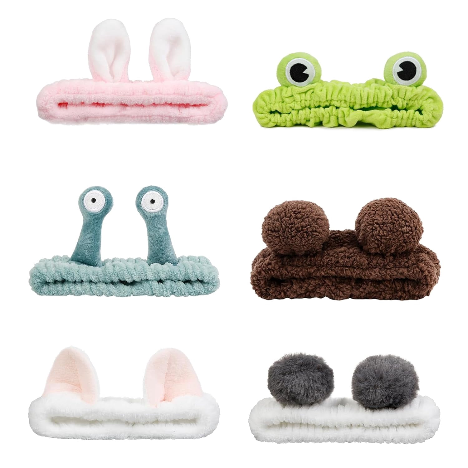 6PCS Animal Ear Spa Headbands Face Wash Headband Cute Make Up Hairband ...