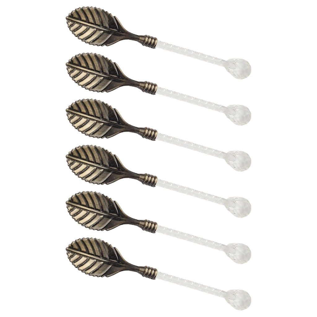 6PCS Antique Mixing Spoons Crystal Handle Zincs Alloy Stirrirs Kitchen ...