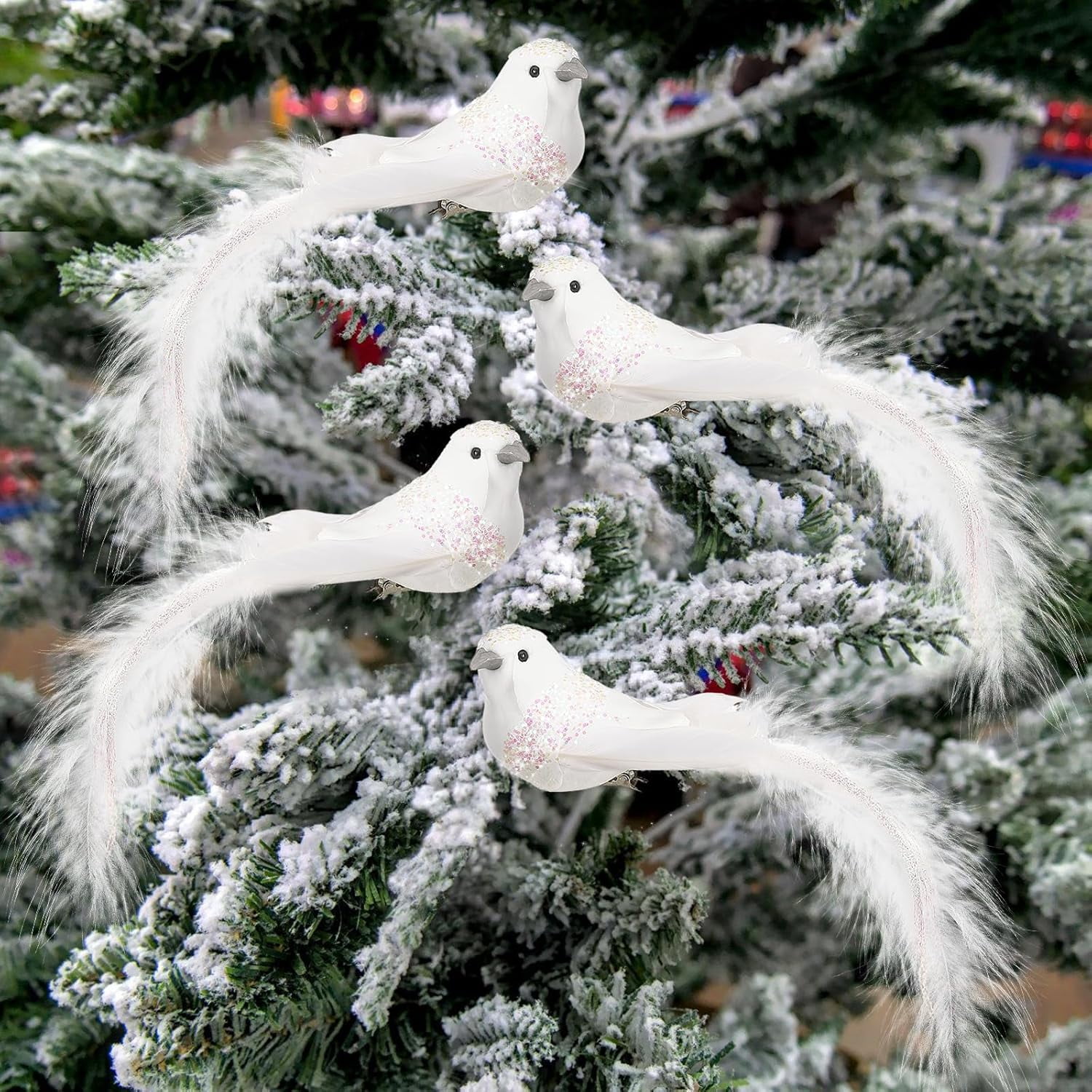 6PCS Artificial Cardinal Birds, Christmas Birds Clip on Tree Ornaments ...