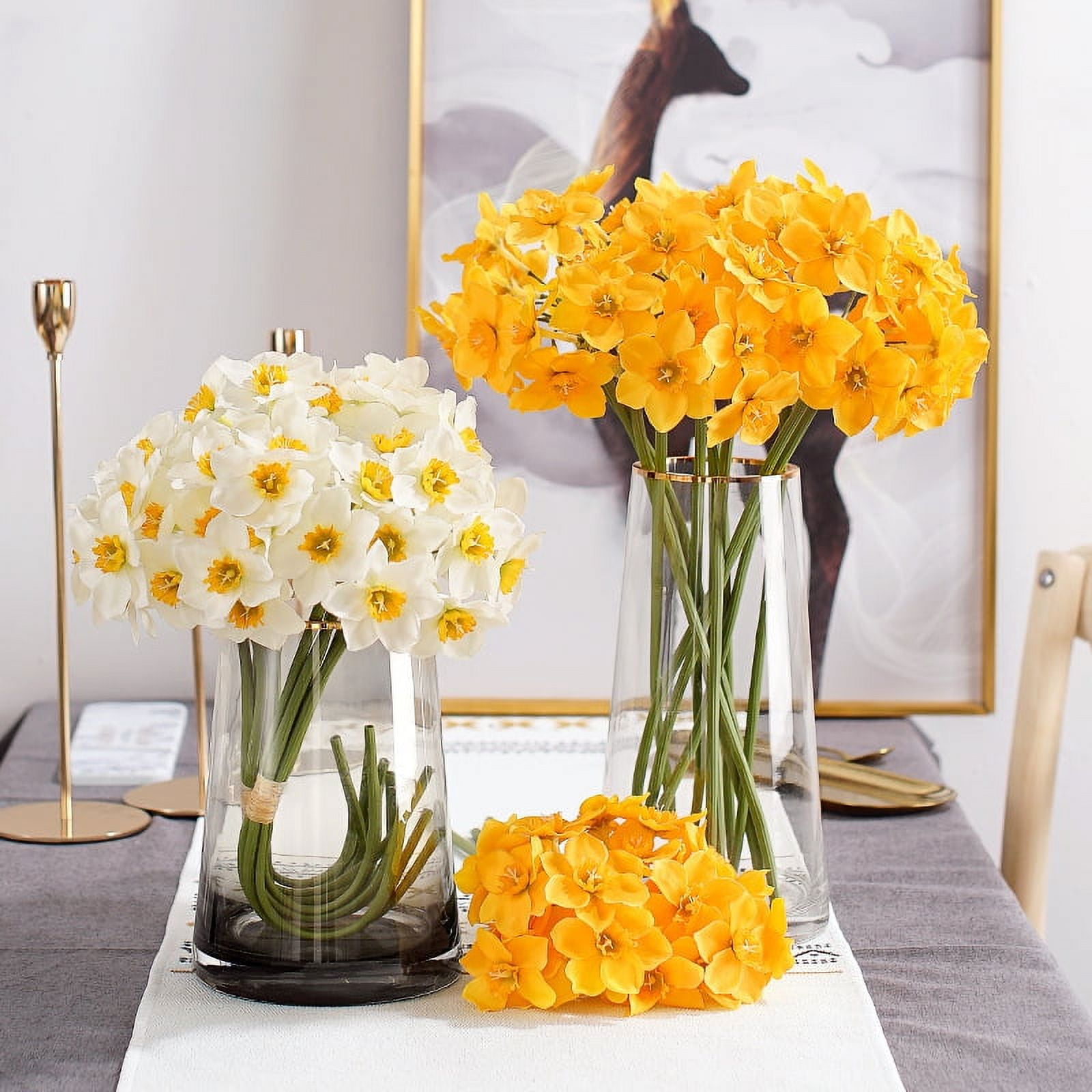6PCS Artificial Daffodil Flowers, 15.8 Inches, Plastic Synthetic ...