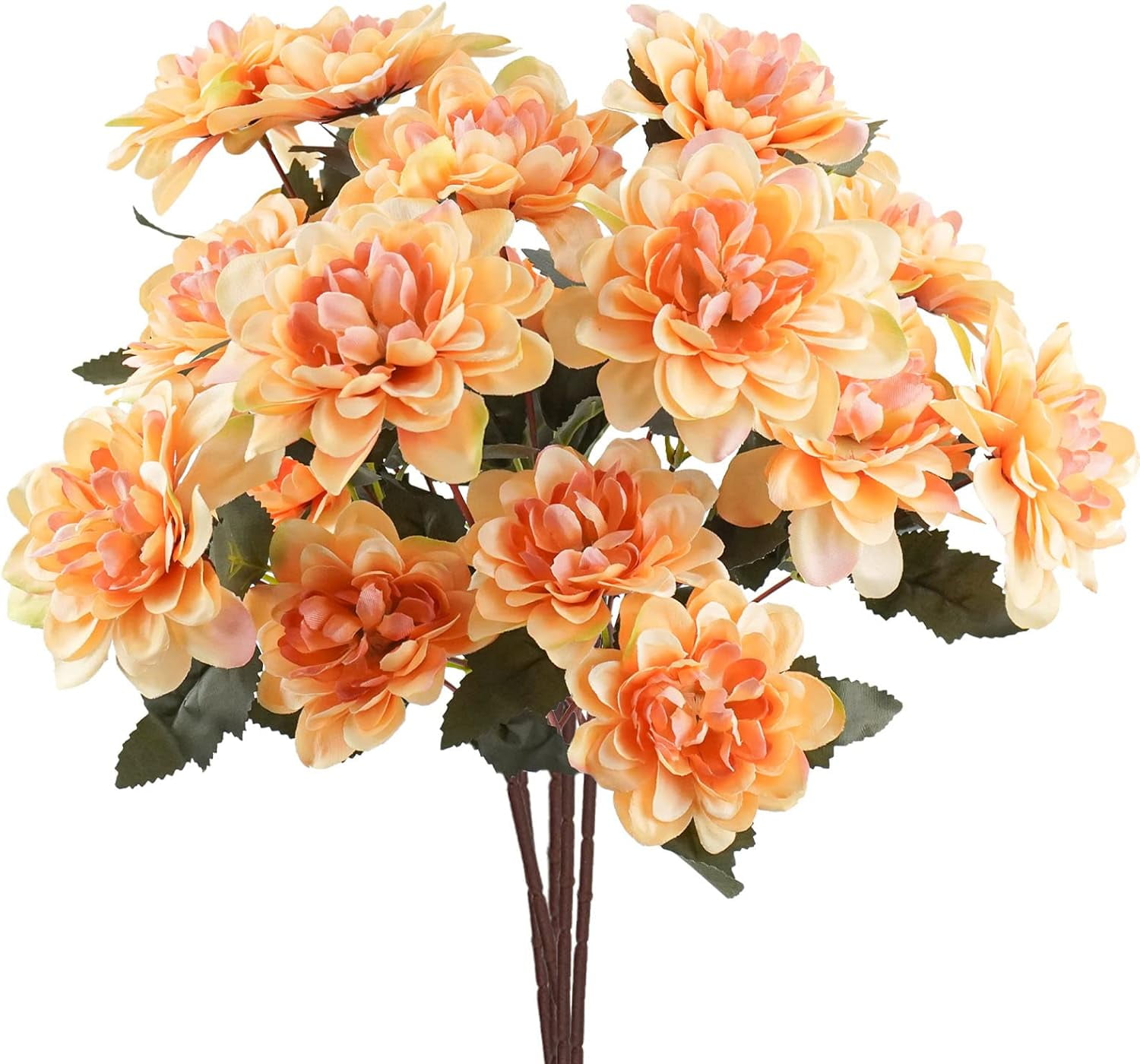 6PCS Artificial Daisy Mums Flowers with Stem, Burnt Orange Silk Flowers ...