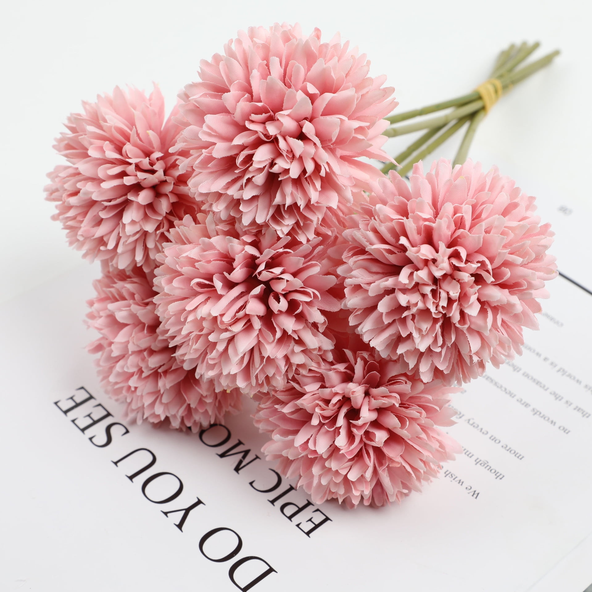 6PCS Artificial Dandelion/Hydrangea Flowers - Silk Bouquet for Home ...