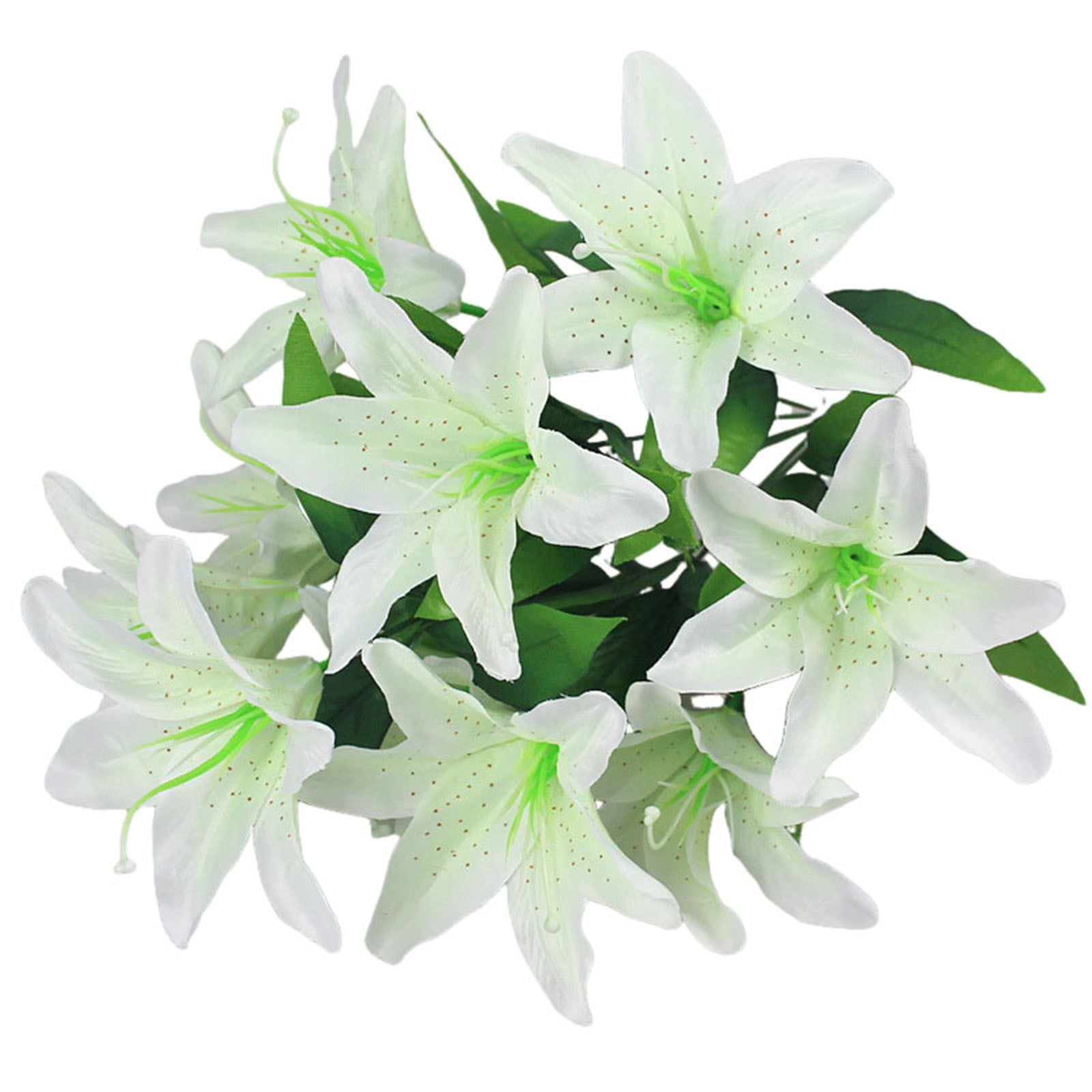 1PCS Artificial Lily Flowers - 18" Real Touch Lily Bouquets - 10 Heads ...