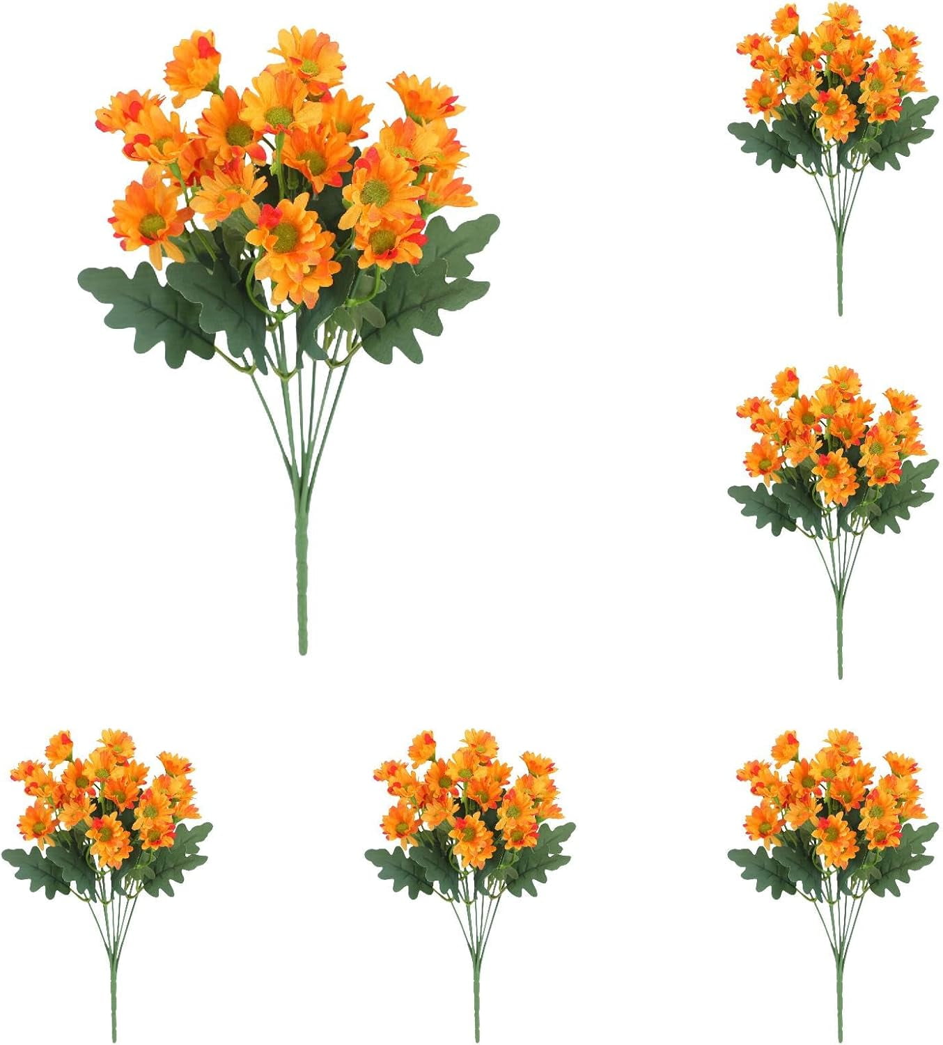 6PCS Artificial Outdoor Sunset Mums Flowers Artificial Mums, Realistic ...