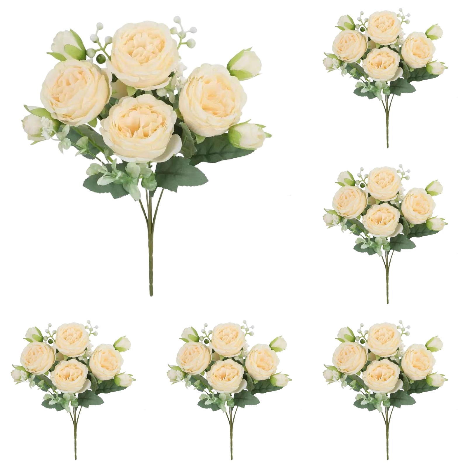 6PCS Artificial Peony Bouquet – Silk Flowers for Home, Wedding, Party ...