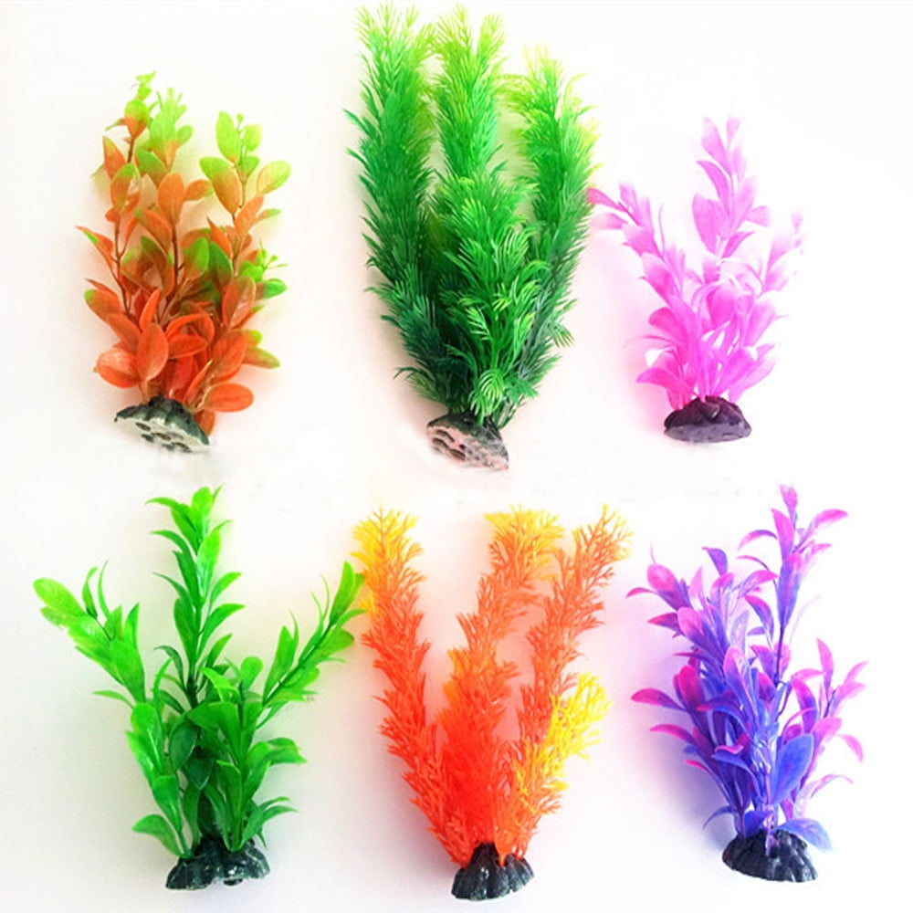 6PCS Artificial Plastic Water Plants for Aquarium Tank - Turtle Habitat ...