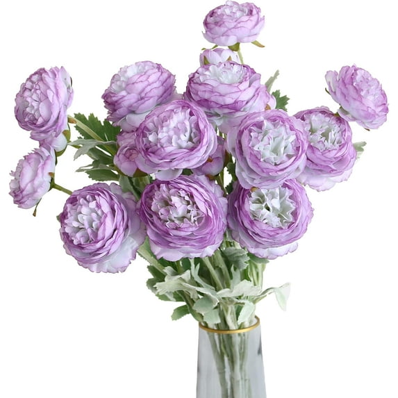 6PCS Artificial Ranunculus Flowers with Real Touch Stem Silk Ranunculus ...