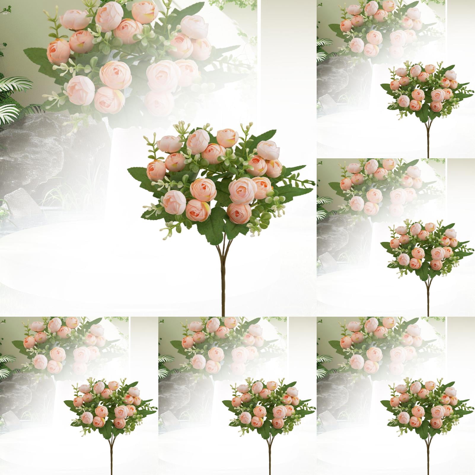 6PCS Artificial Roses Bouquet - Real Touch Silk Flowers with Long Stems ...