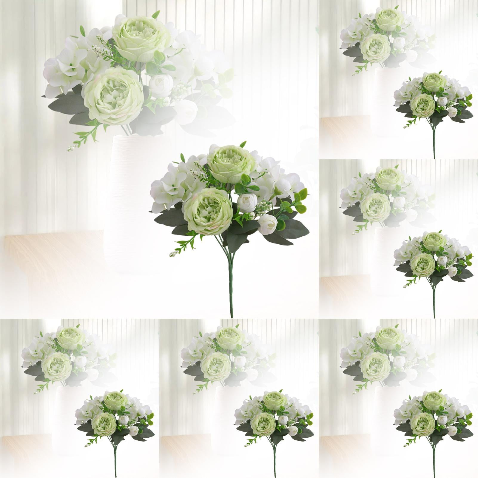 6PCS Artificial Roses Bouquet - Real Touch Silk Flowers with Long Stems ...