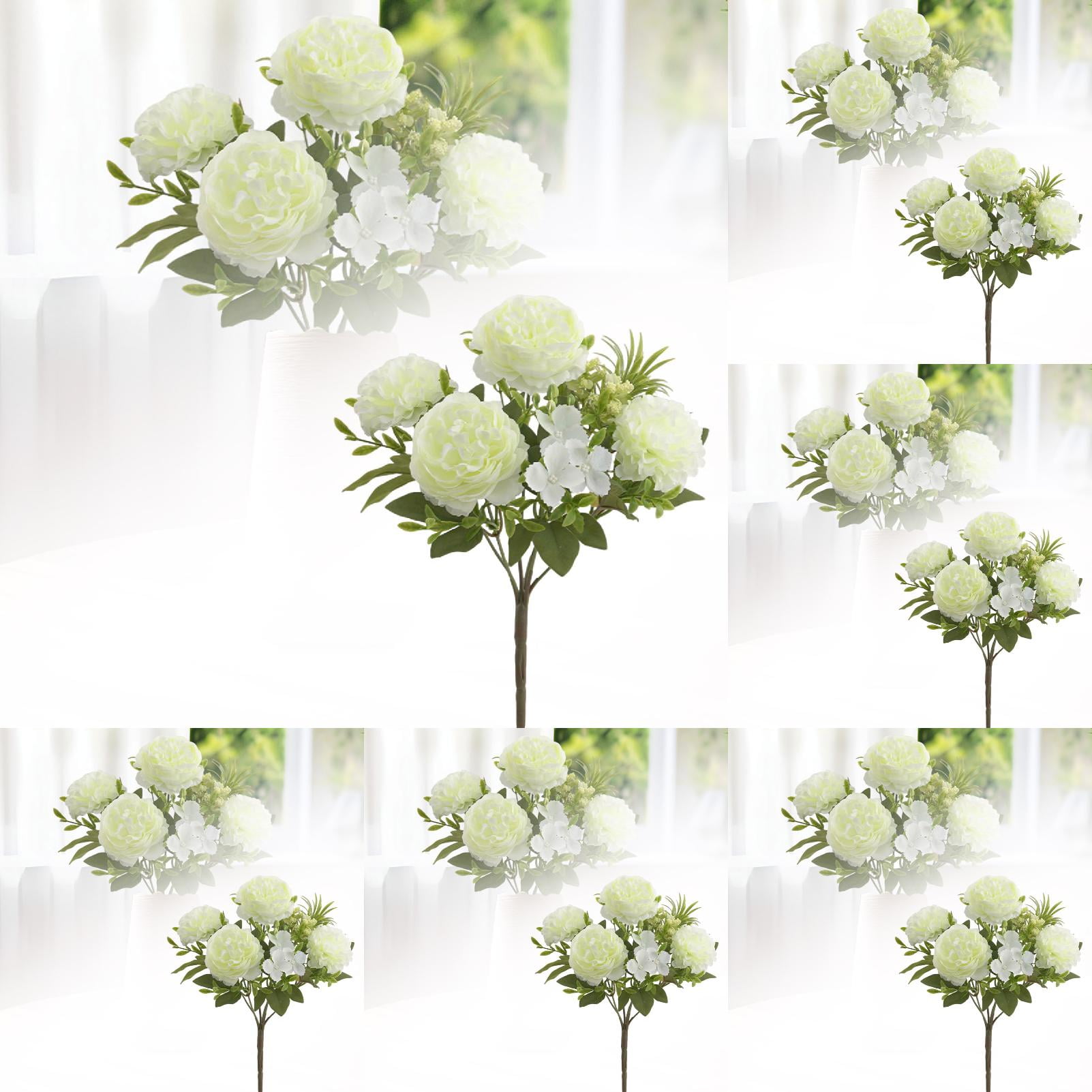 6PCS Artificial Roses Bouquet - Real Touch Silk Flowers with Long Stems ...