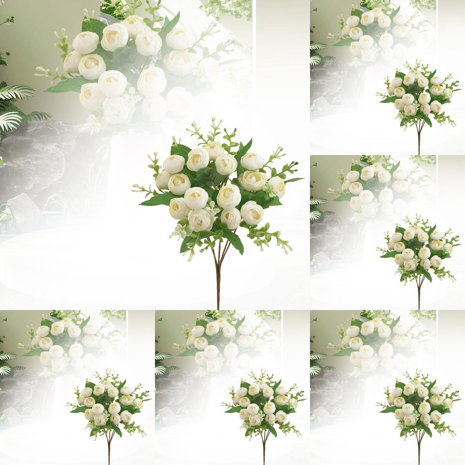 6PCS Artificial Roses Bouquet - Real Touch Silk Flowers with Long Stems ...
