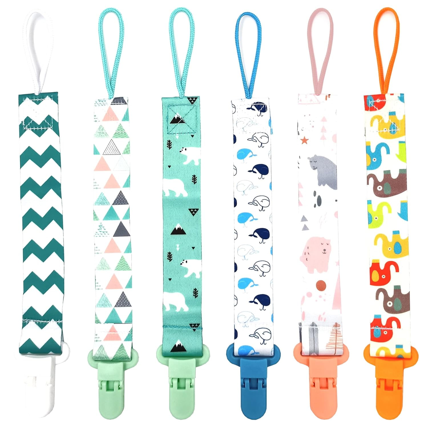 6PCS Baby Pacifier Holder Clip - Pacifier Clip for Boys and Girls Fits ...