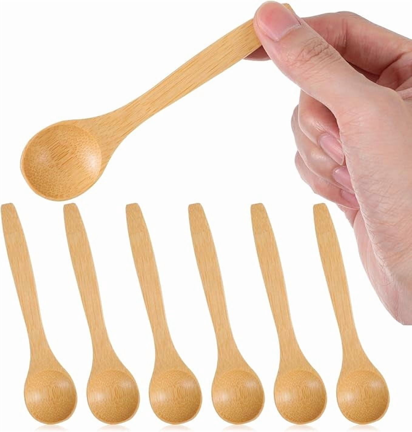 6PCS Bamboo Spoons,Mini Wooden Spoons 5.5 Inch,Multi-purpose Small ...