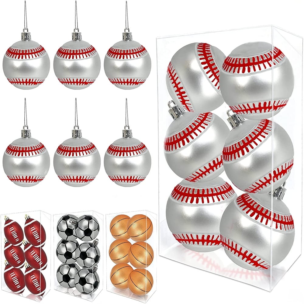 6PCS Baseball Christmas Ornaments, Hanging Baseball Ornaments, XmasTree ...
