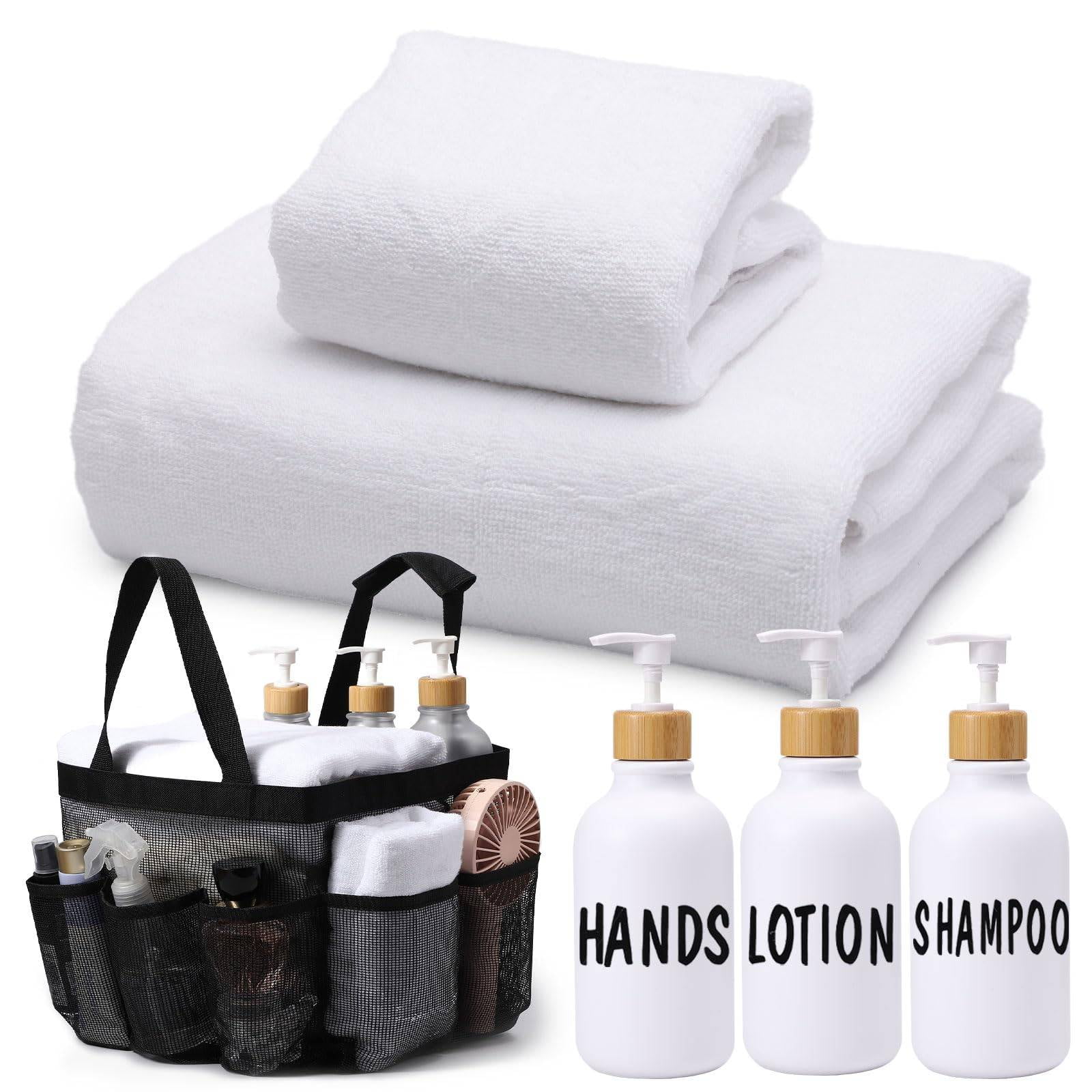 6PCS Bath Towel Set, 100% Cotton Ultra Soft Absorbent Bath Towel Quick ...