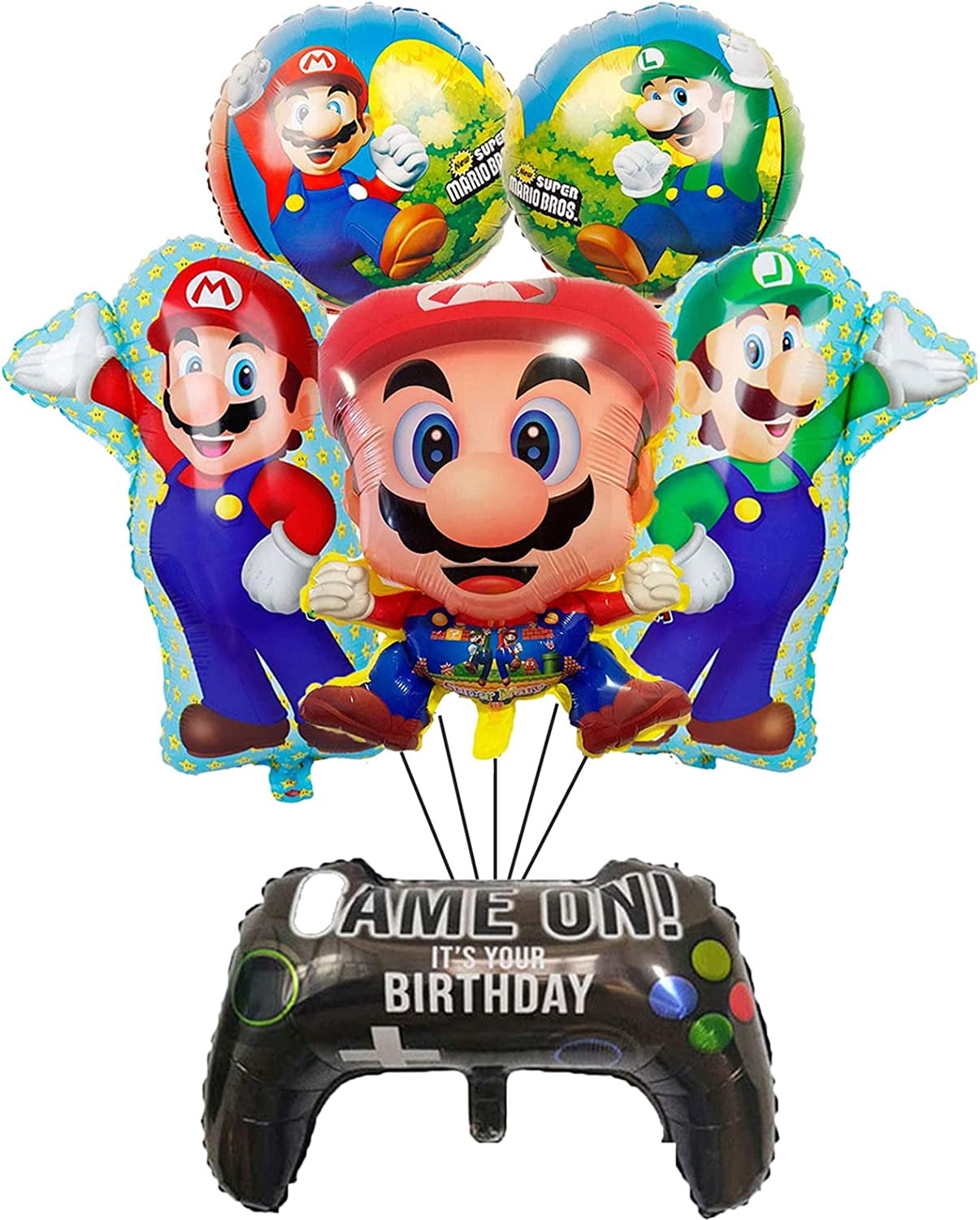 6PCS Birthday Party Balloon Mario Balloon Game theme Balloon Luigi ...