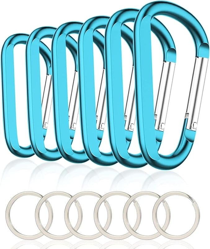 6PCS Black Carabiner Caribeaner Clip,3" Large Aluminum D Ring Shape ...