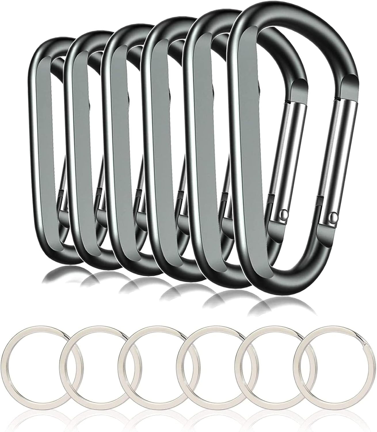 6PCS Black Caribeaner Clip,3" Large Aluminum D Ring Shape with 6PCS ...