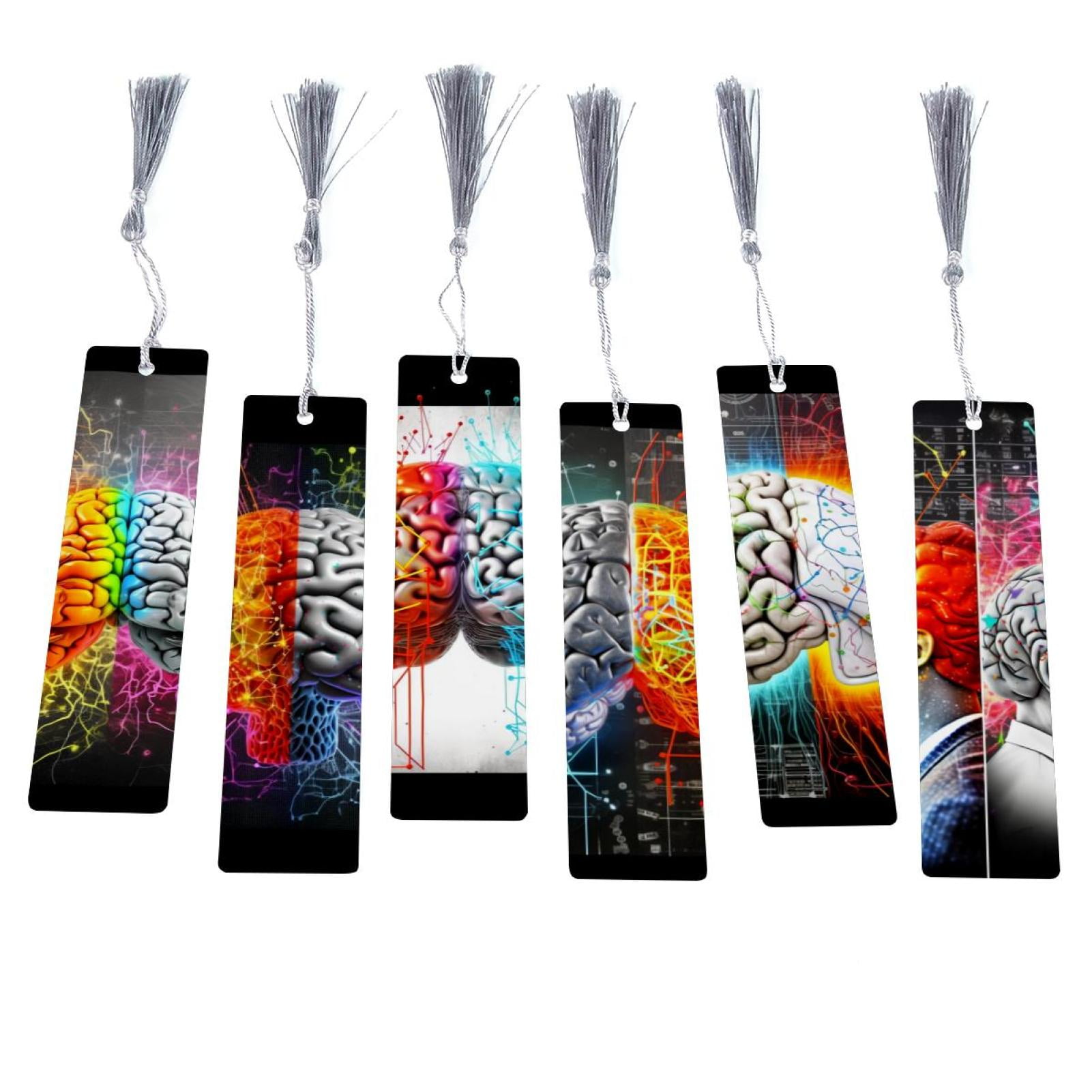 6PCS Bookmarks with Tassel Mathematical Engineering Brain Page Marker ...