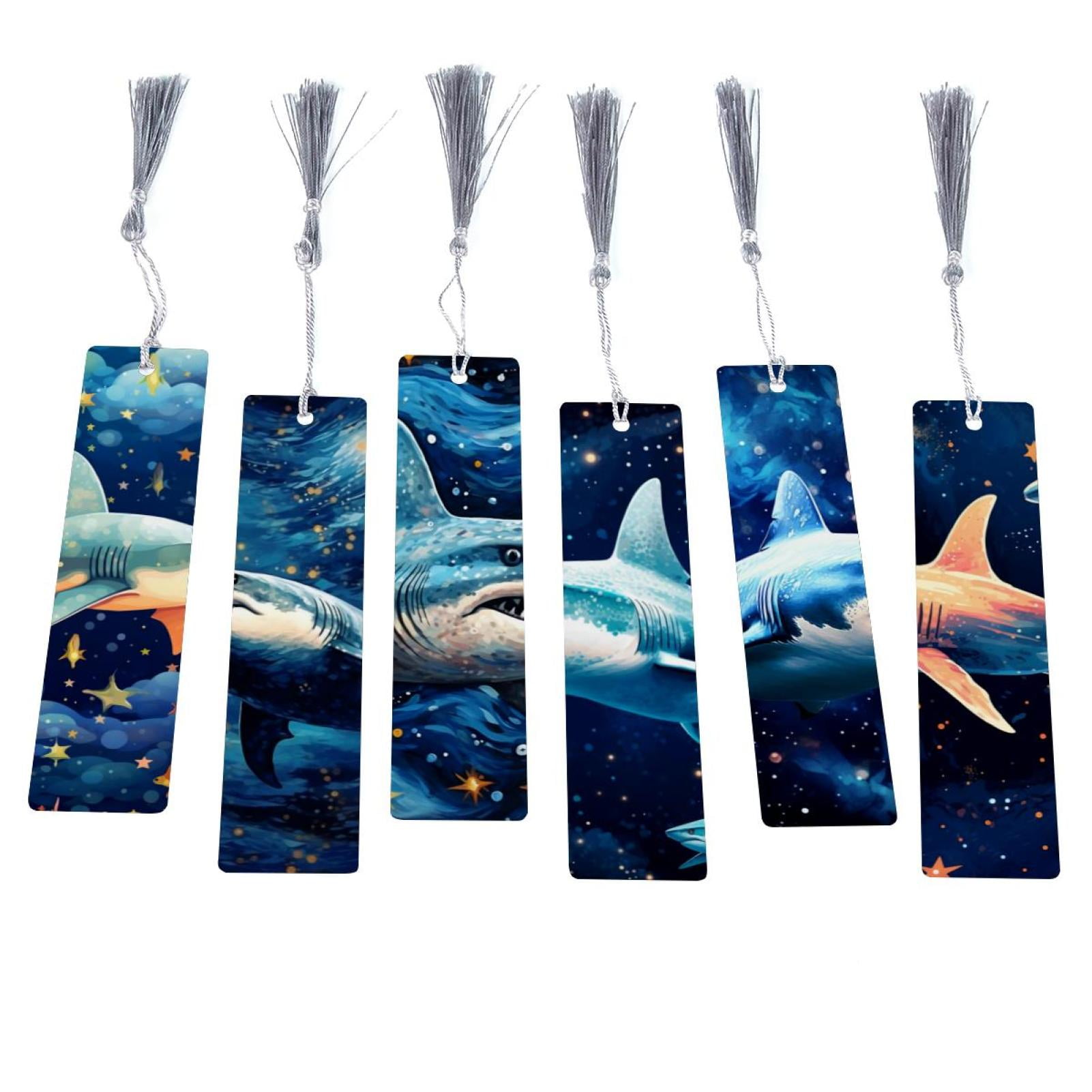 6PCS Bookmarks with Tassel Starry Sky Shark Page Marker for Teacher ...