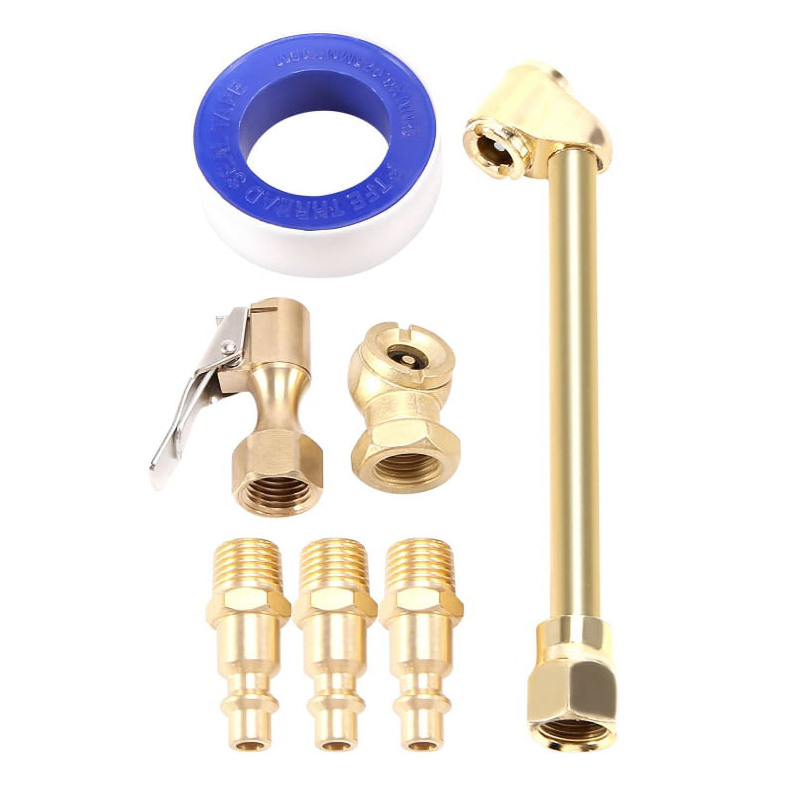6PCS Brass Air Chuck Set,1/4 Inch Closed Ball Air Chuck & Female NPT ...