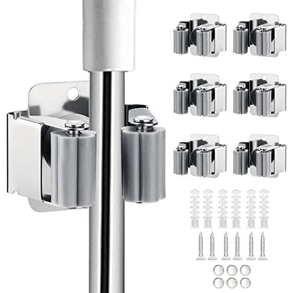 6PCS Broom and Mop Holder, Heavy Duty Garden Tool Organizer Rack Rake ...