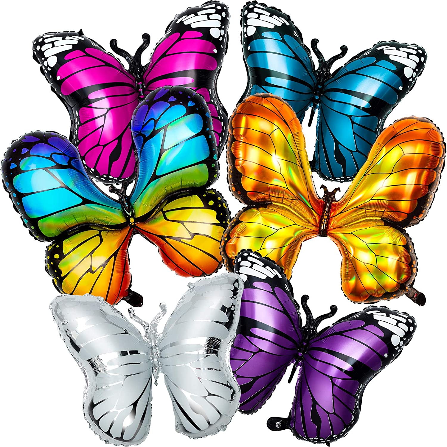 Vorkoi 6pcs Colorful Butterfly Foil Balloons for Fairy Theme Parties ...