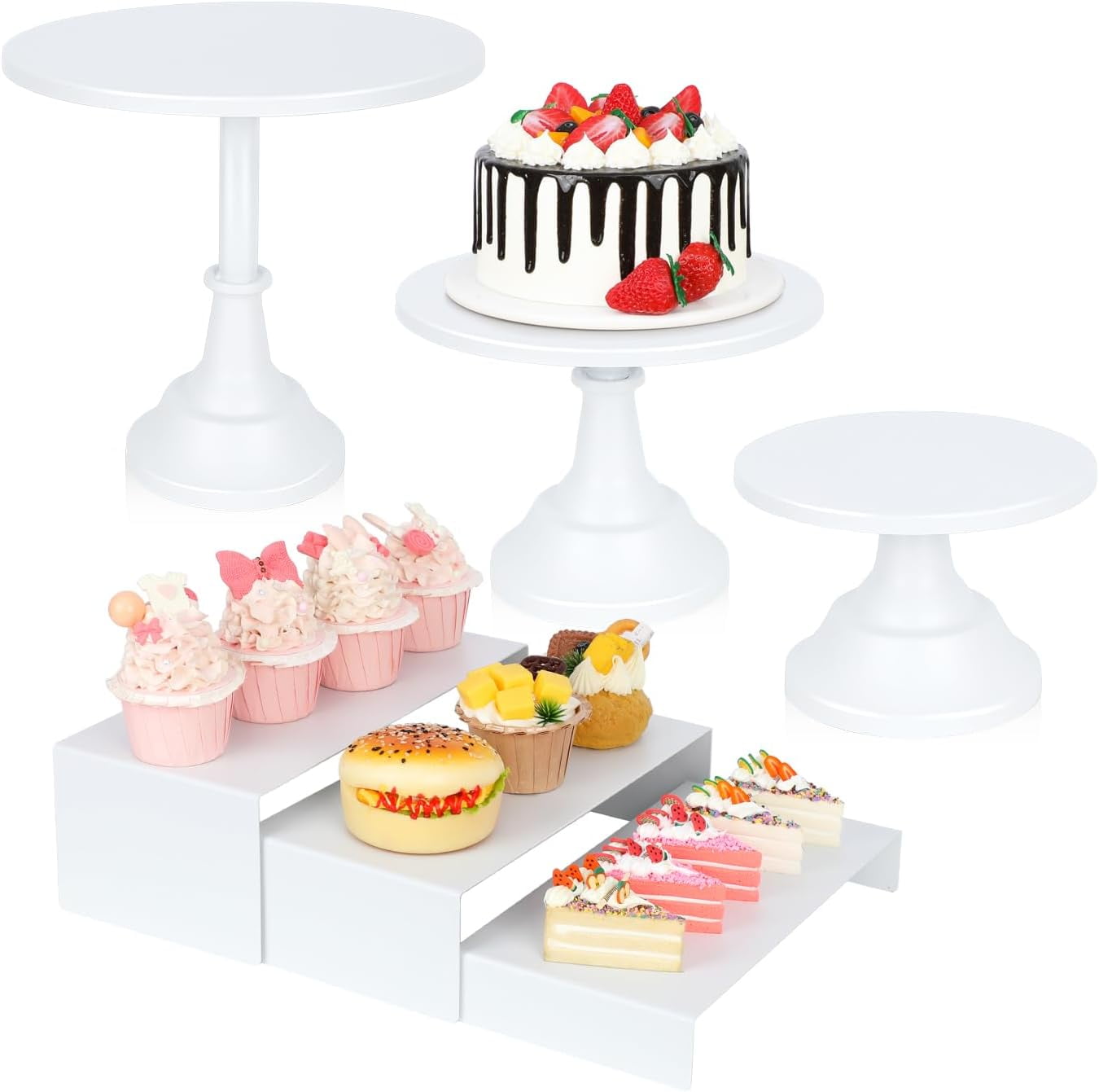 6PCS Cake Stand Set, White Metal Cake Stands for Party, Dessert Table ...