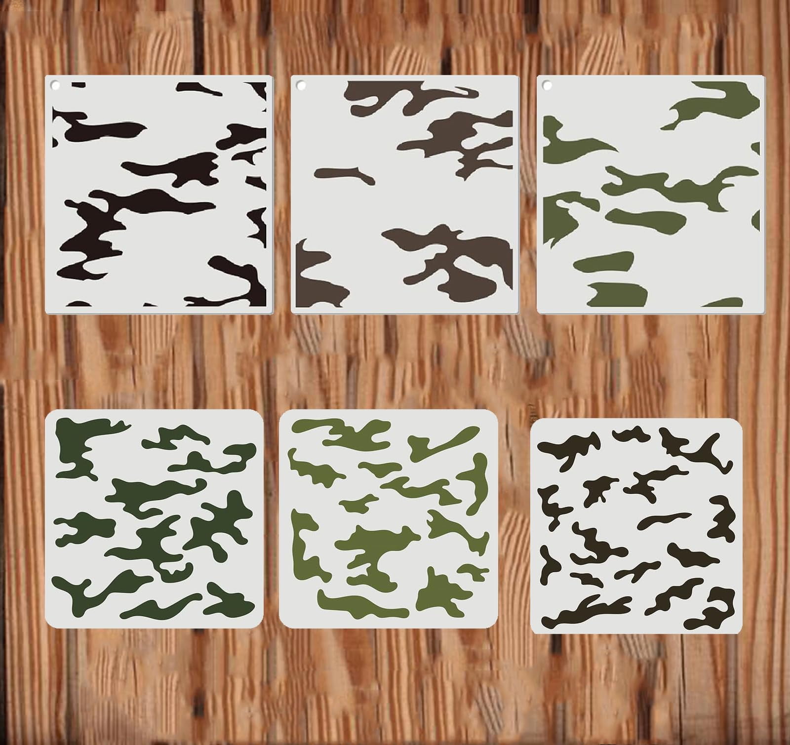 6PCS Camouflage Pattern Painting Stencils Camo Stencil Kit Plastic Art ...