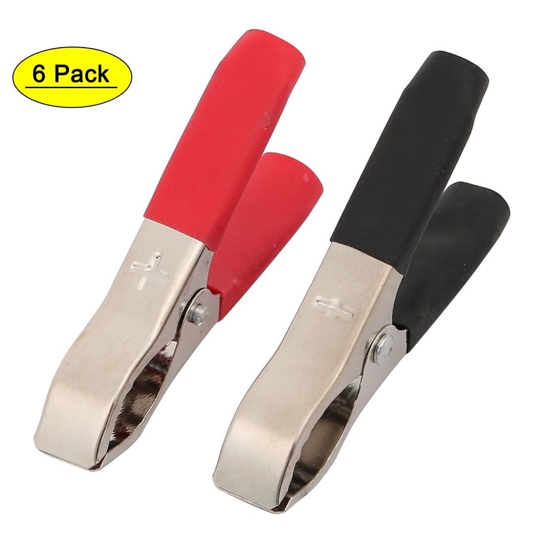 6PCS Car Battery Alligator Clip Electrical Test Power Clamp Red Black ...