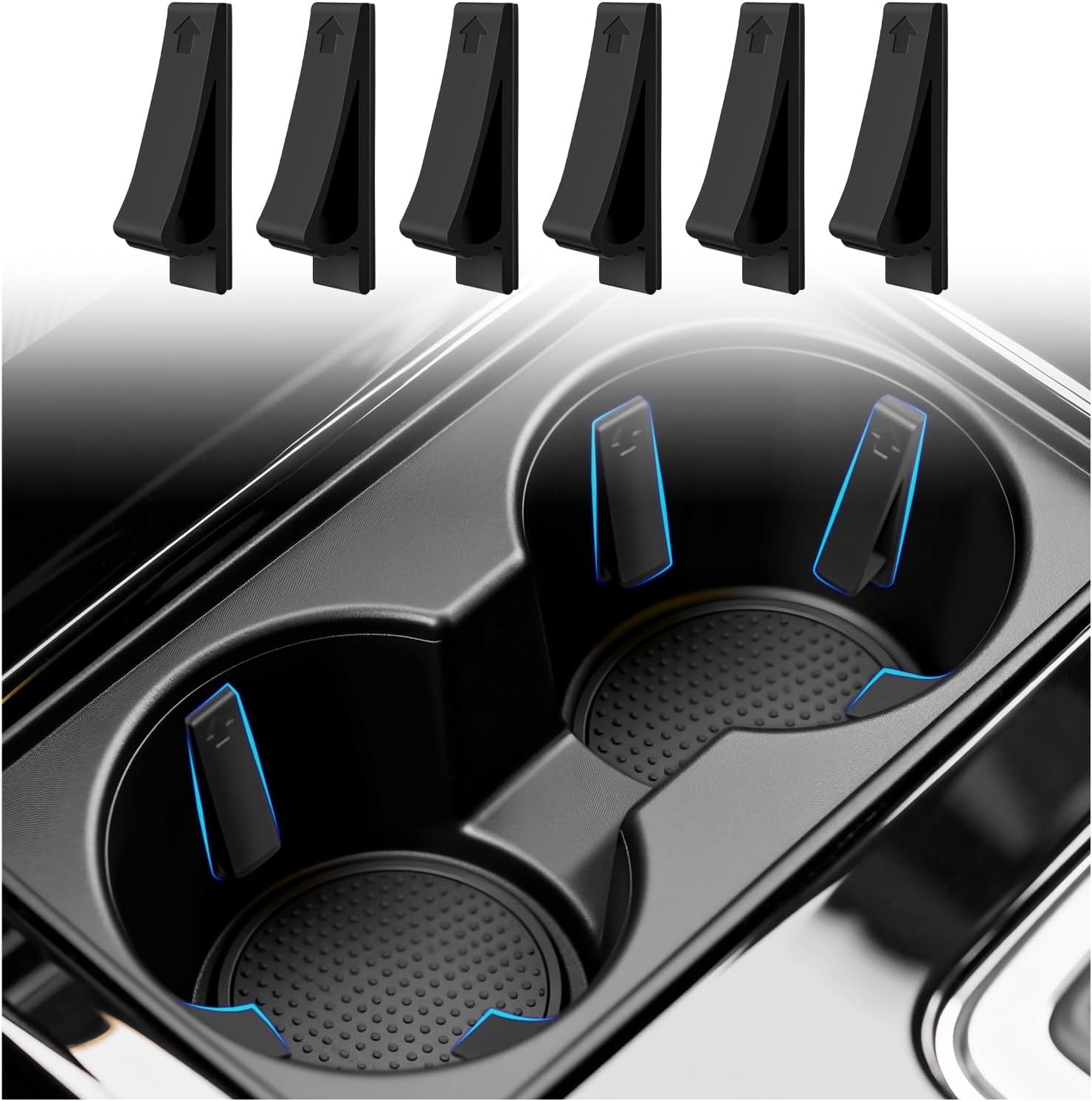 6PCS Car Cup Holder Insert Silicone,Anti-Shake Curve Car Coasters ...