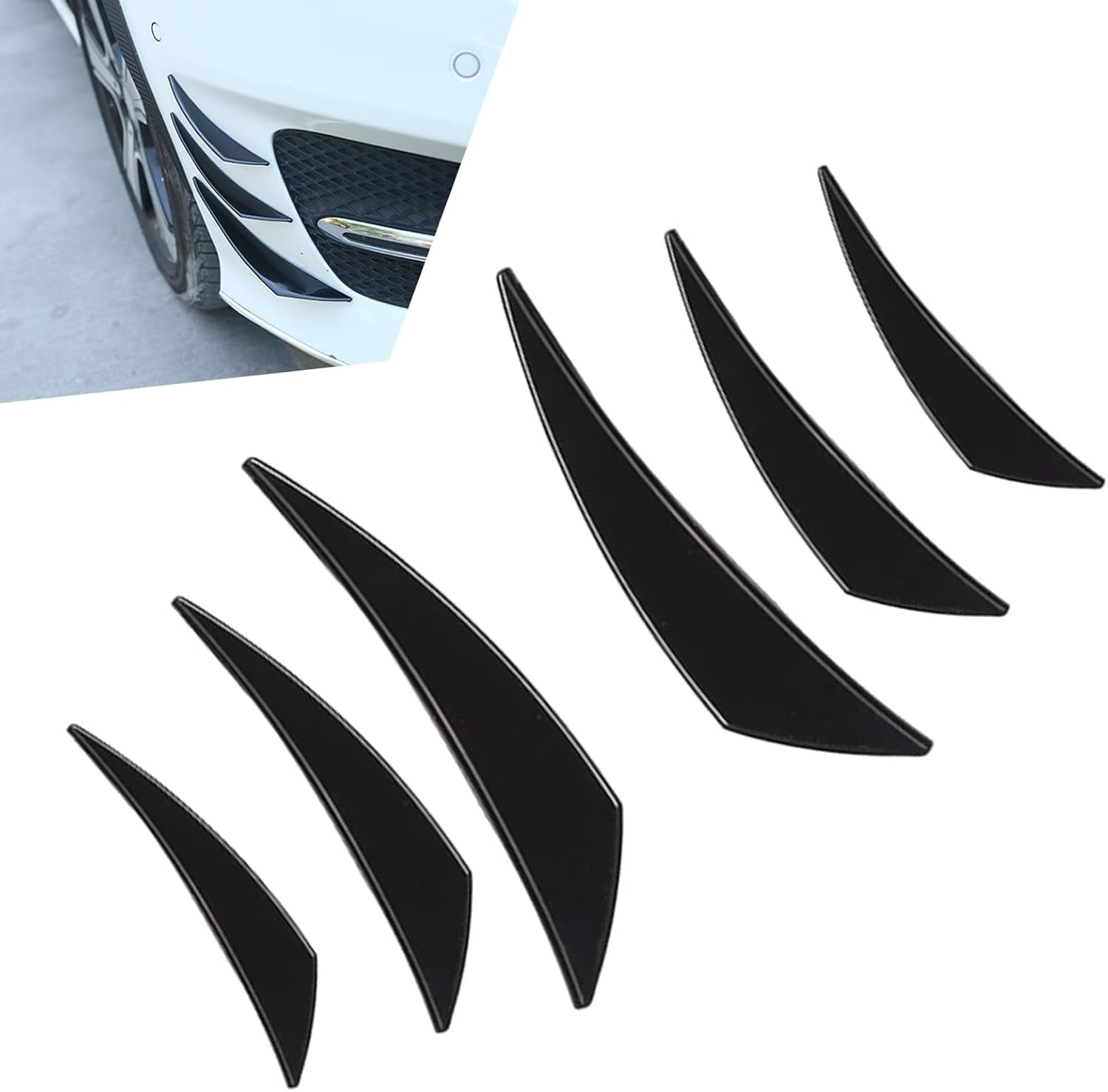 6PCS Car Spoiler Canards Kit, Universal Front Bumper Lip Splitter, Soft ...