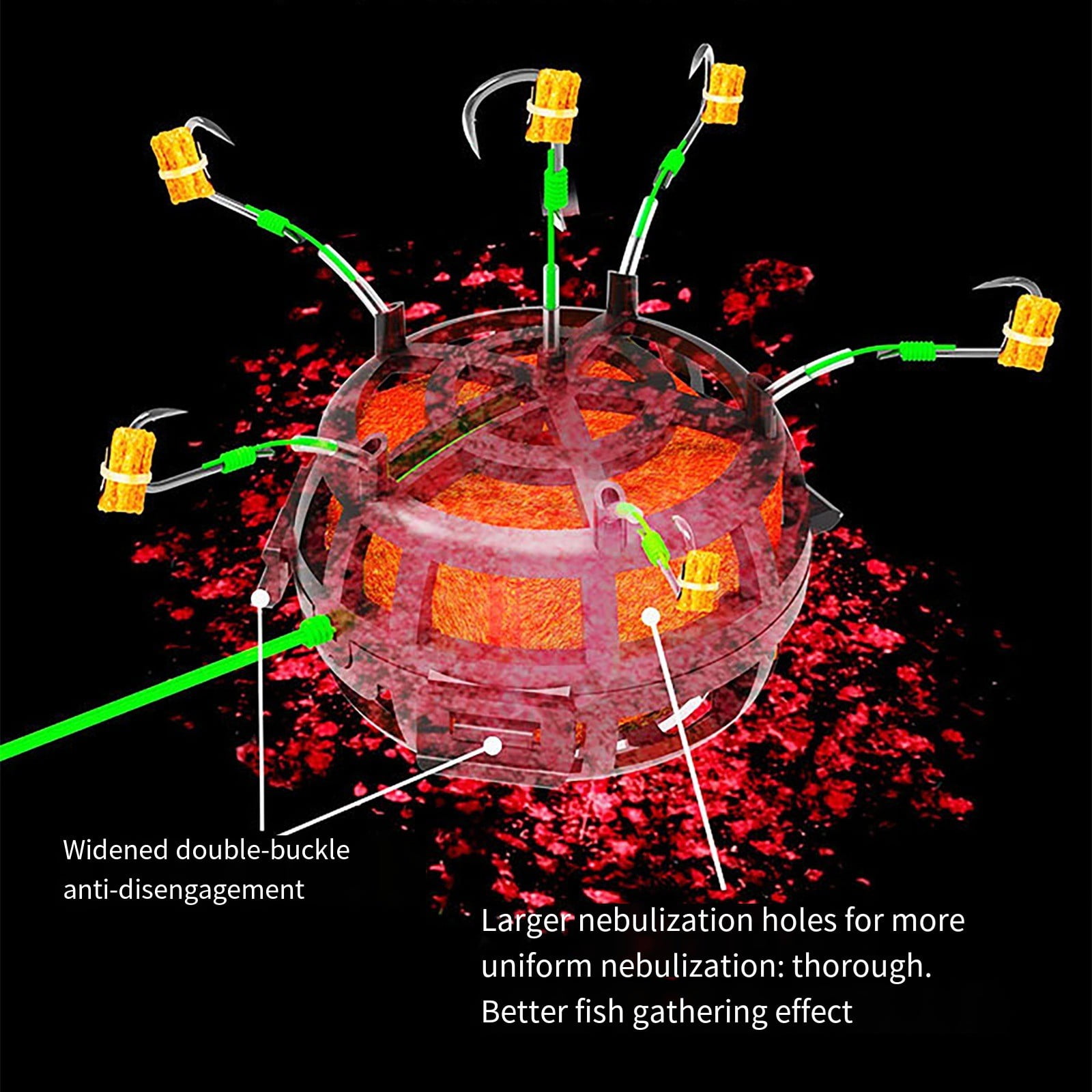 6PCS Carp Fishing Hook with Rotating Bait Cage 360° Floating Reverse ...