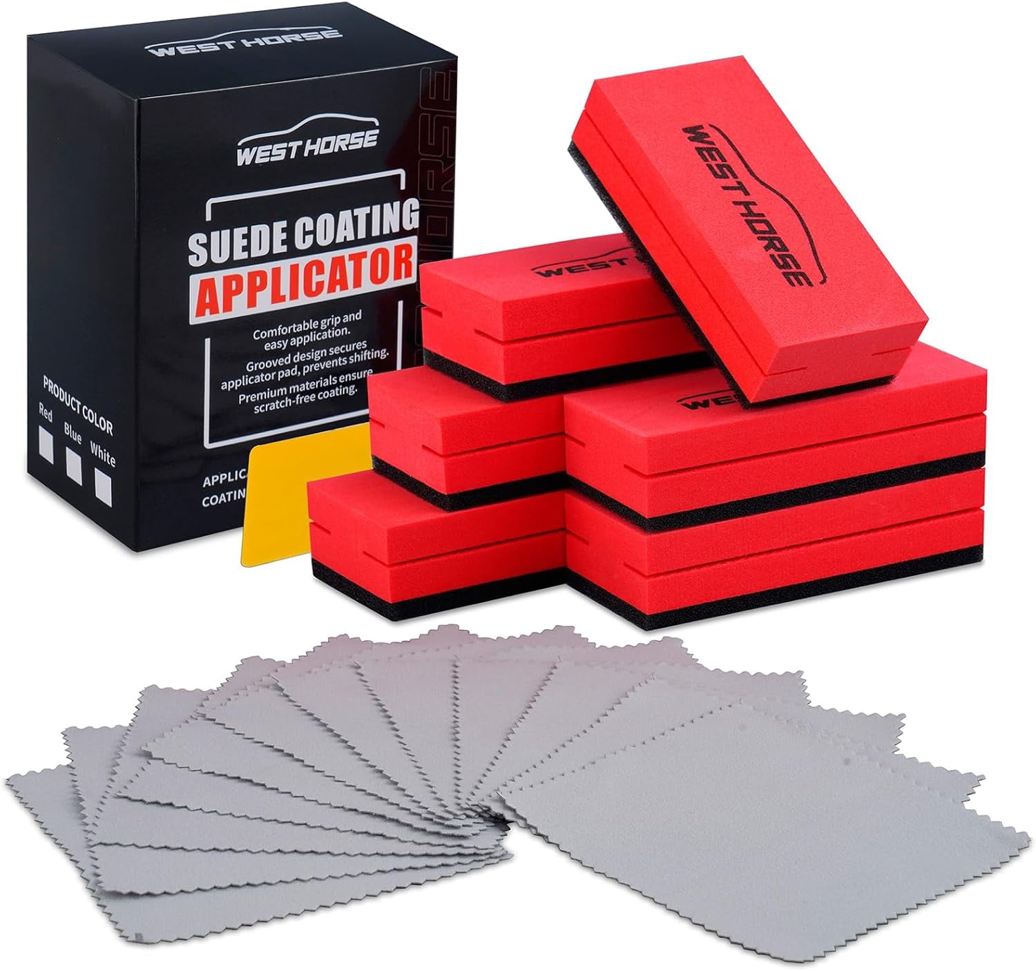 6PCS Ceramic Coating Applicator Sponge Blocks + 12PCS Suede Cloth ...