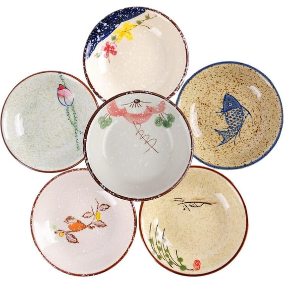 6PCS Ceramic Dipping Bowls,Small Bowl,Soy Sauce Dish Dipping Sauce Bowl ...