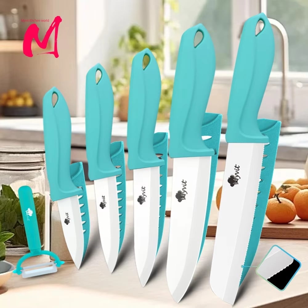 6PCS Ceramic Knives Set for Kitchen 5-Piece Sharp Paring Knives with ...