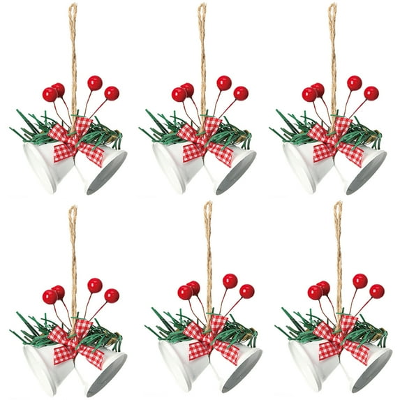 6PCS Christmas Bells, Christmas Tree Decoration Metal Jingle Bells ...