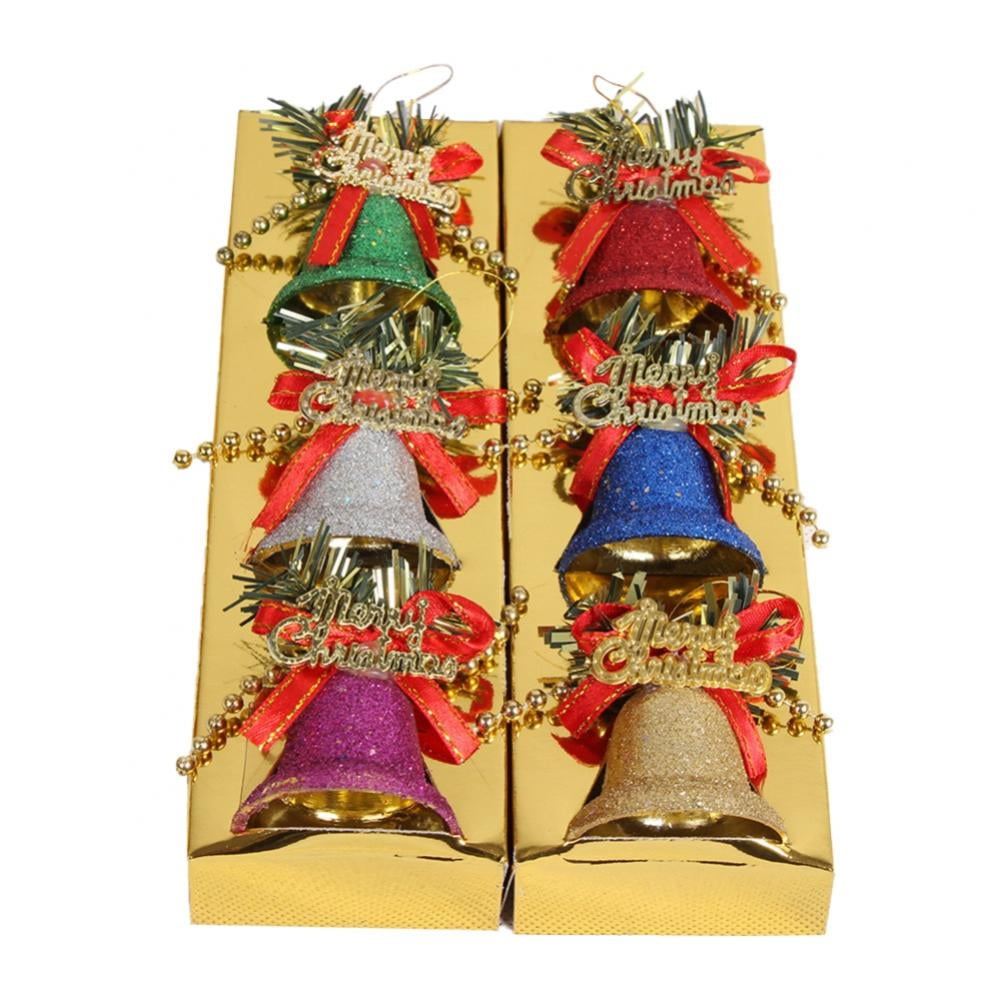 6PCS Christmas Bells for Christmas Tree Decoration 6 Color Shatterproof ...