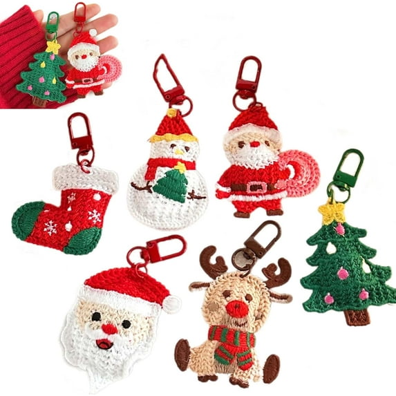 6PCS Christmas Woven Keychain DIY Craft Kit, Handmade Knitting ...